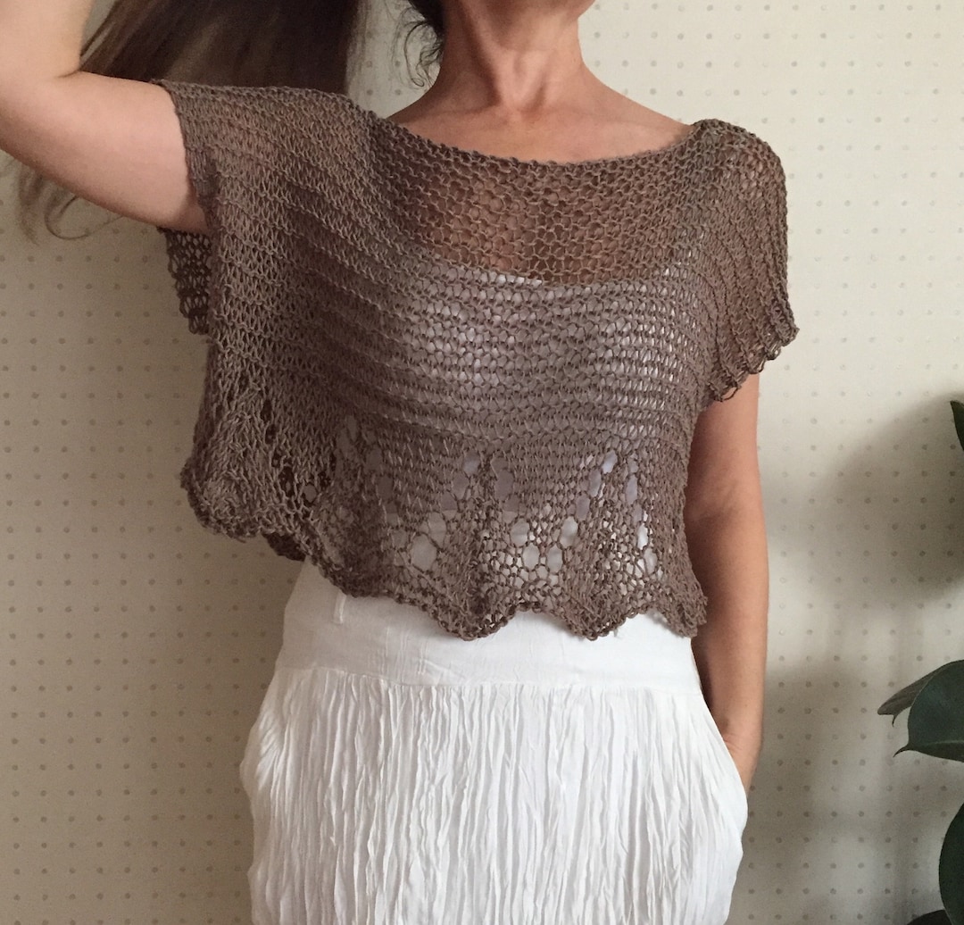 Women Summer Knit Sweater, Loose Knit Top, Boho Knit Blouse, Light ...