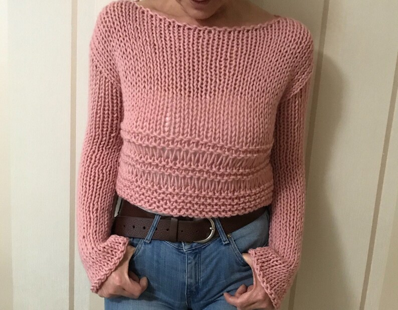 Knit Sweater Knit Chunky Pullower Cropped Wool Sweater - Etsy