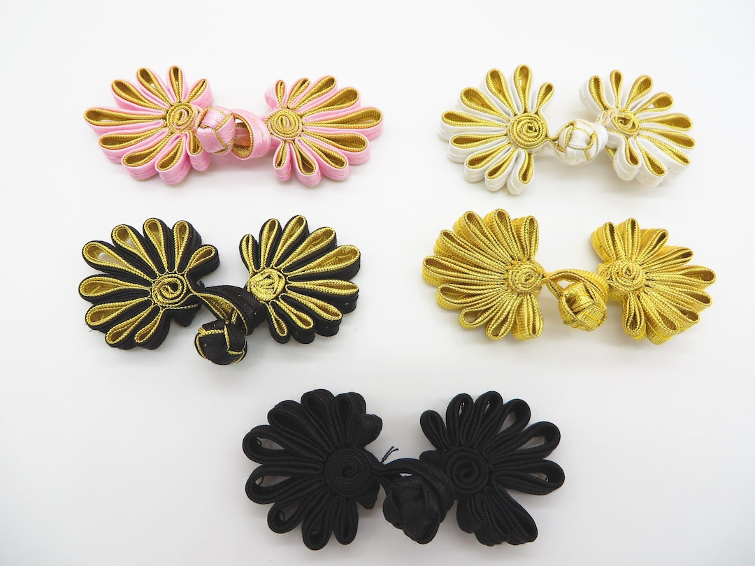 2 Sets of Hand-stitched Frog Fasteners Trims, Choice of Colours With ...