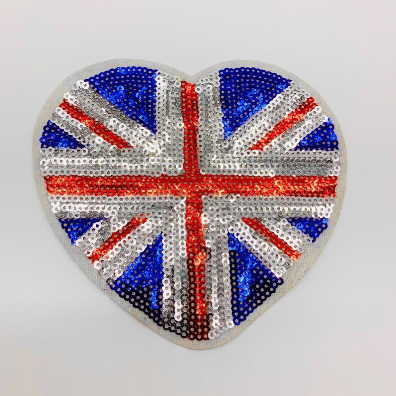 Embroidered Sequin Union Jack Heart Flag 12cm IRON-ON Patch - Etsy