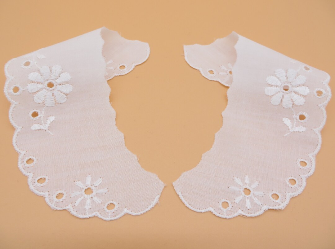1 Pair of Small White Top Quality Cotton Embroidery Broderie Anglais ...