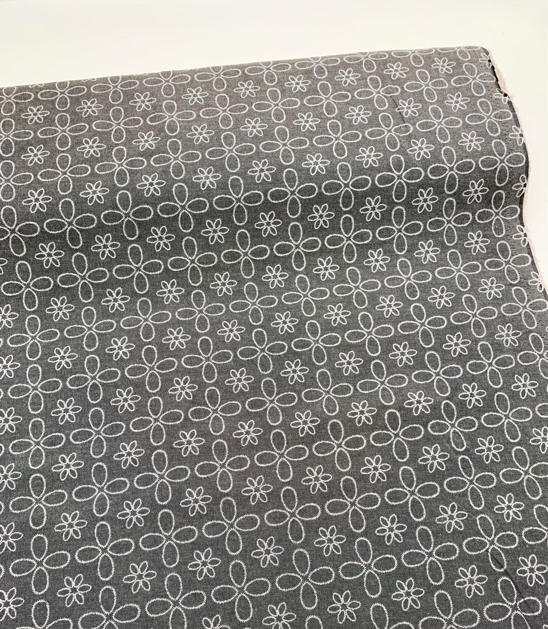 Craft Cotton Dark Grey Chambray Embroidered Stitch Effect Fabric - Etsy