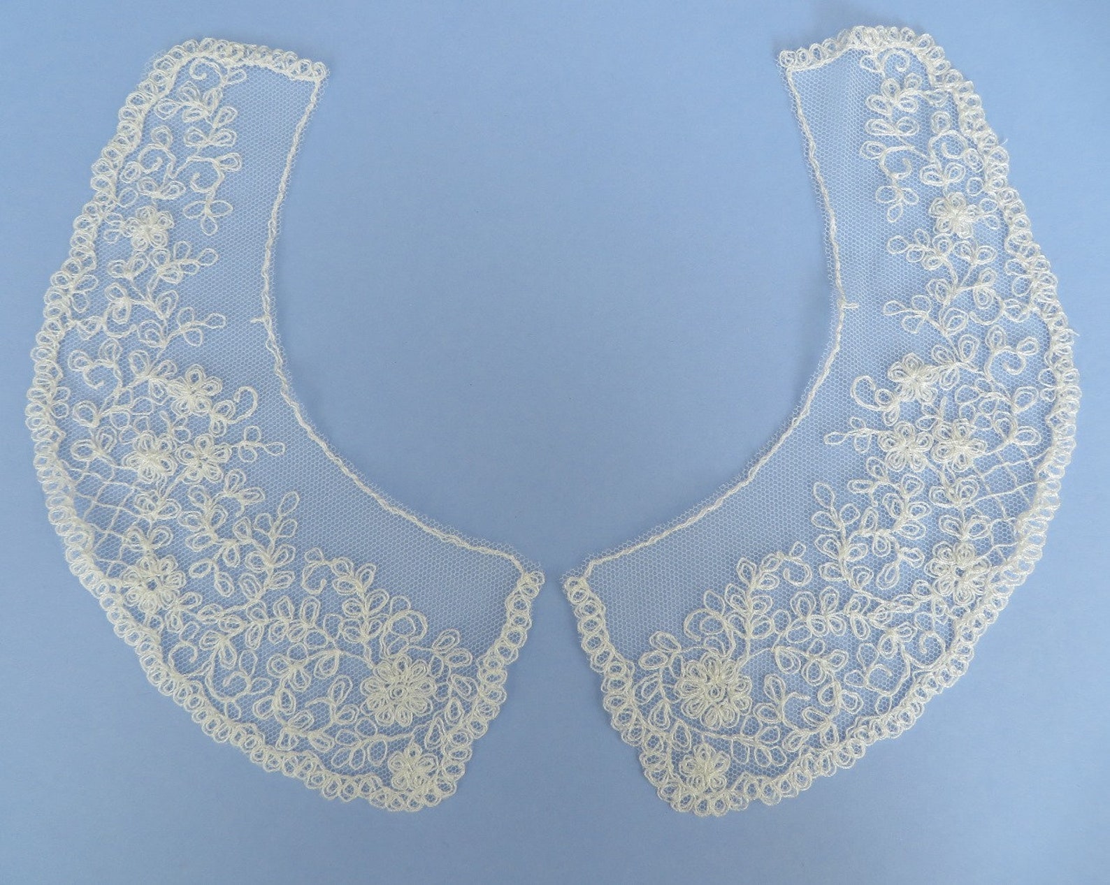 Small Cornelli Embroidered Lace Collars Ivory on Tulle Net - Etsy Canada