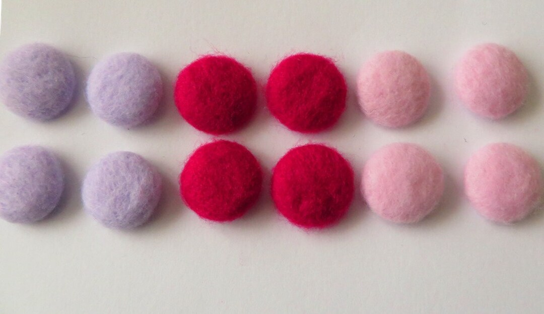 12 Felt Covered Buttons in Pale Lilac, Magenta Red or Baby Pink 19mm - Etsy