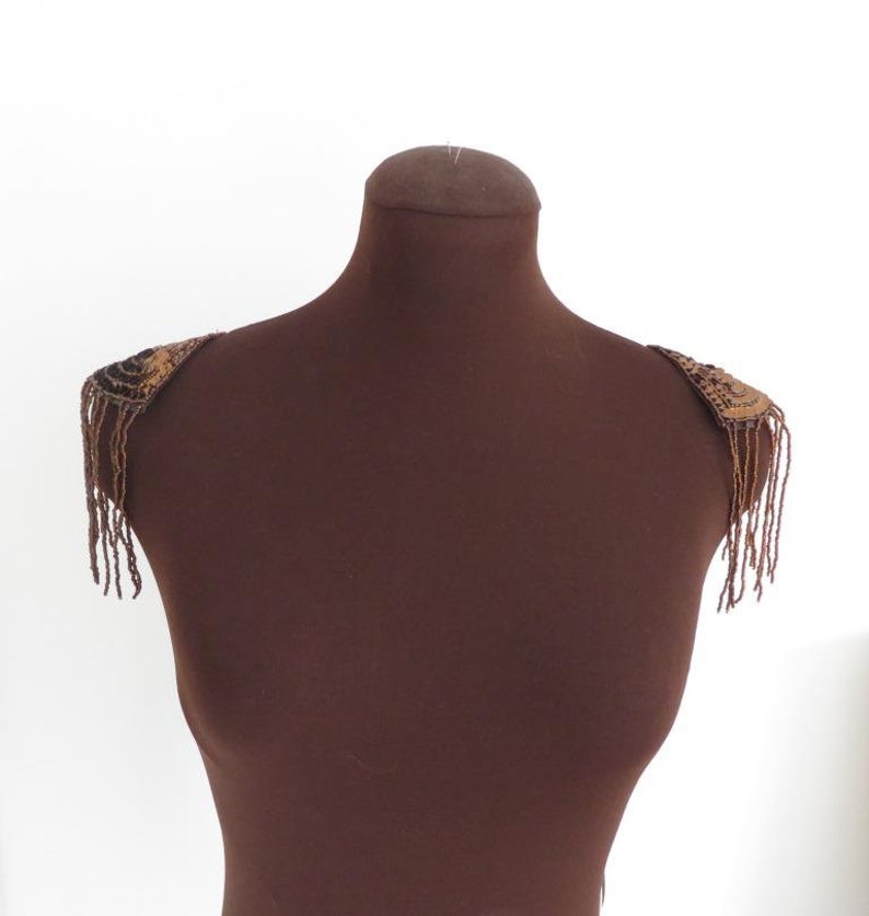1 Pair Shoulder Epaulette Trims Copper Bronze With Sequins and Chains ...