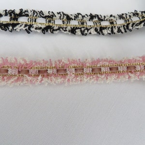 1m of Textured Frayed Edge Trimming Pink or Black With Velvet - Etsy