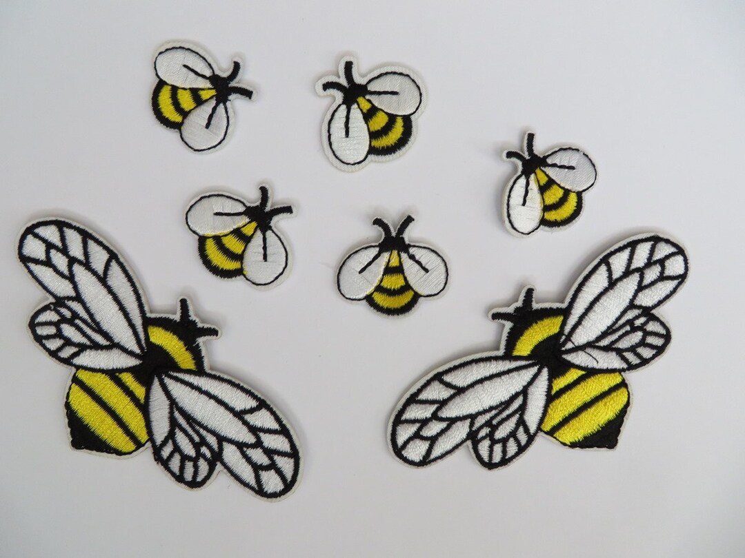 Embroidered Bees 5 Pieces Small or 2 Pieces Large. These Are IRON-ON ...