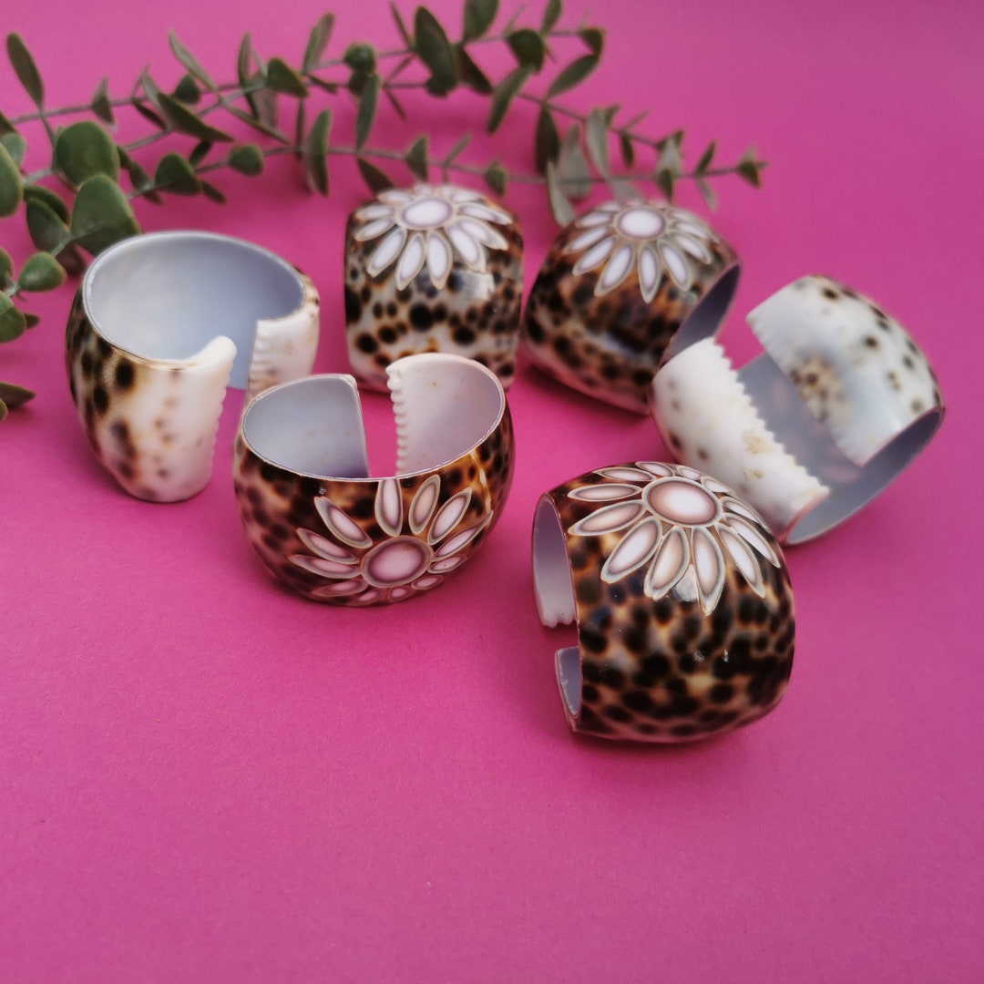 Set of 6 Vintage Shell Napkin Rings - Etsy