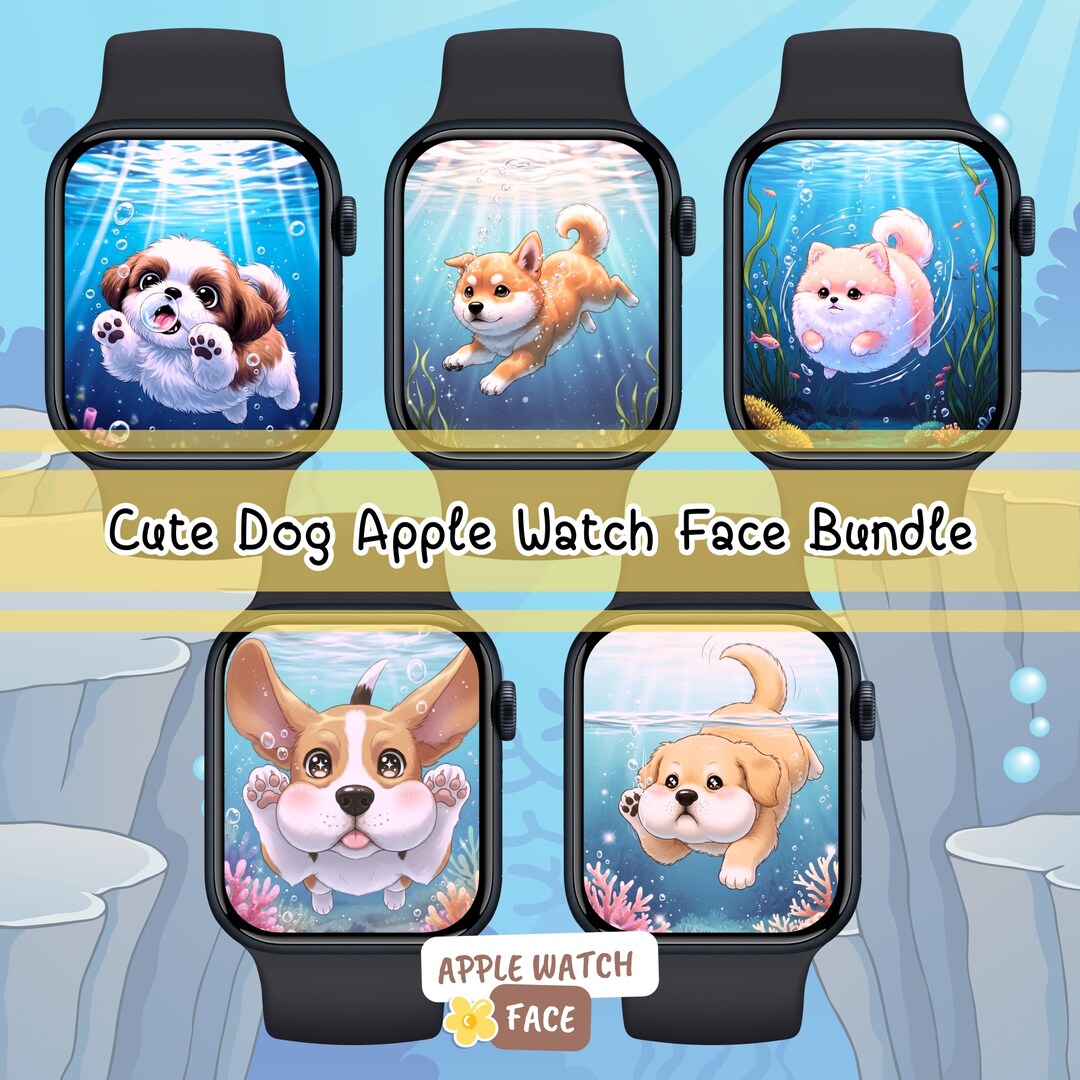 Cute Dog Apple Watch Face Bundle Underwater Puppy Digital Background ...