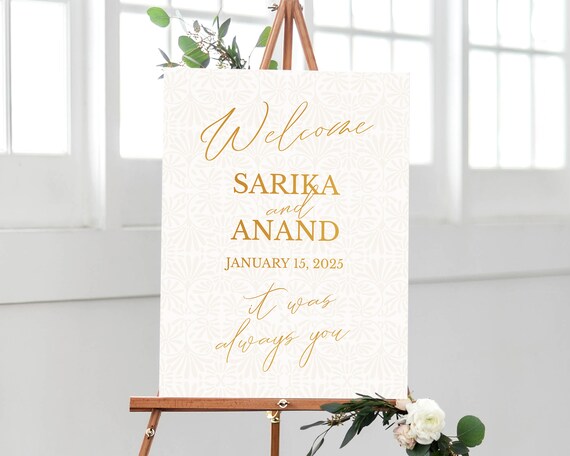 Printed Indian Wedding Sign, Welcome Sign, Sangeet Welcome Sign ...
