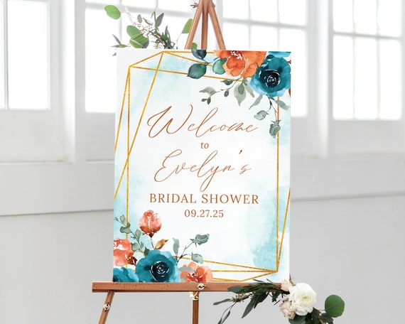 Turquoise Wedding Sign, Digital Download, Turquoise Welcome Sign, Teal ...