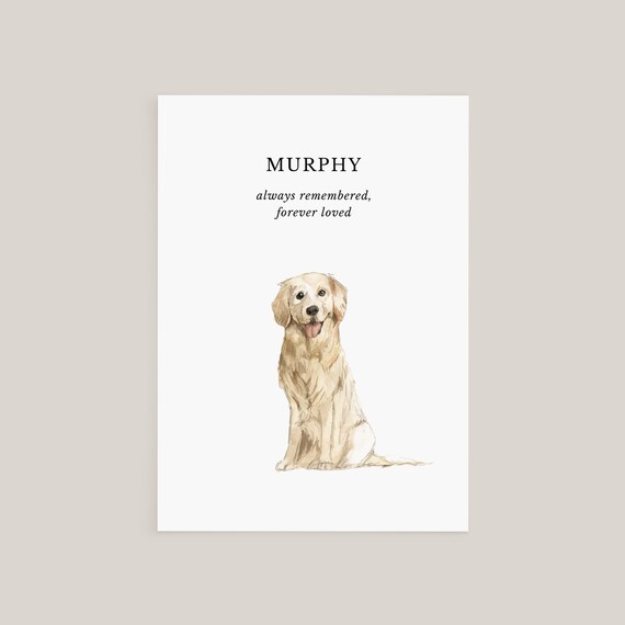 Pet Sympathy Printable Template Golden Retriever, Memorial Plaque, Dog ...