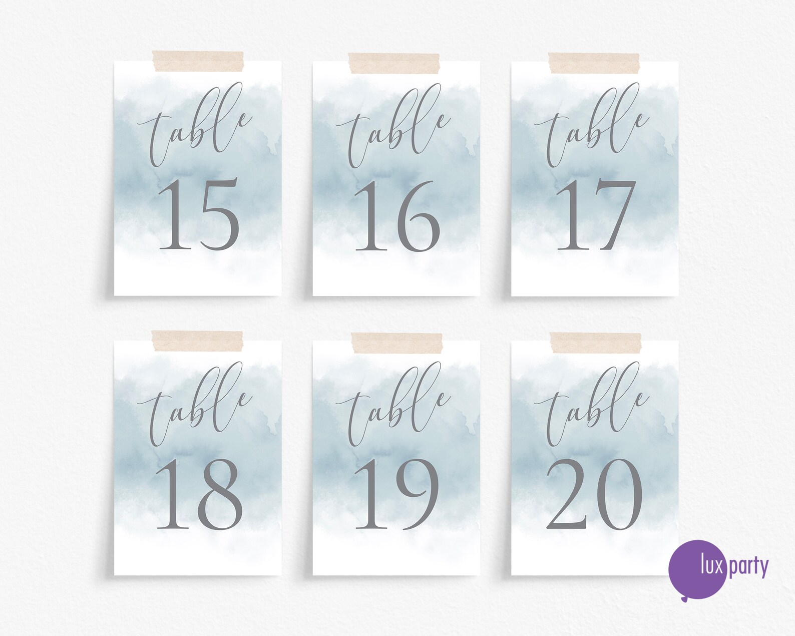 Table Numbers Template Blue Table Numbers Watercolor Table | Etsy