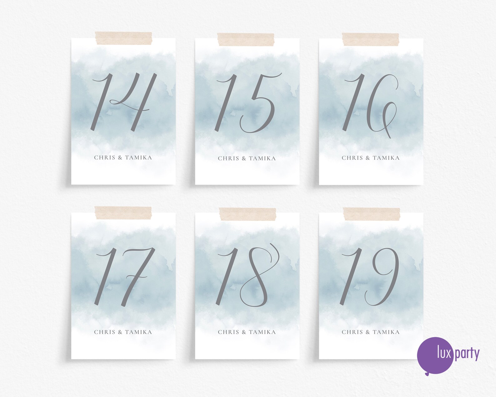 Table Numbers Template Blue Table Numbers Watercolor Table | Etsy