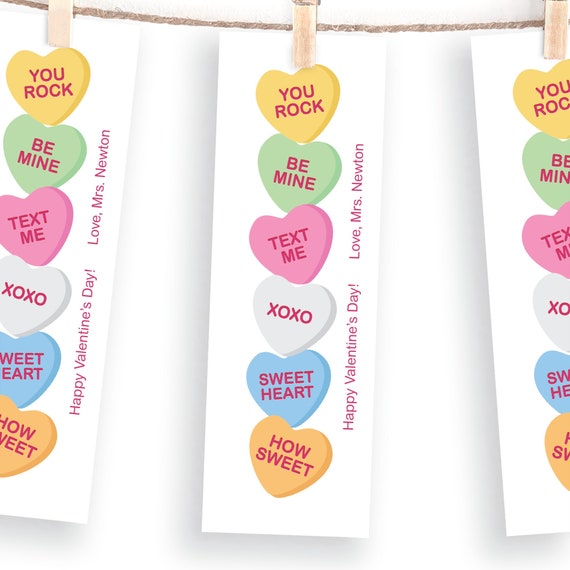 Printable Bookmarks, Conversation Candy Hearts Valentine Digital ...