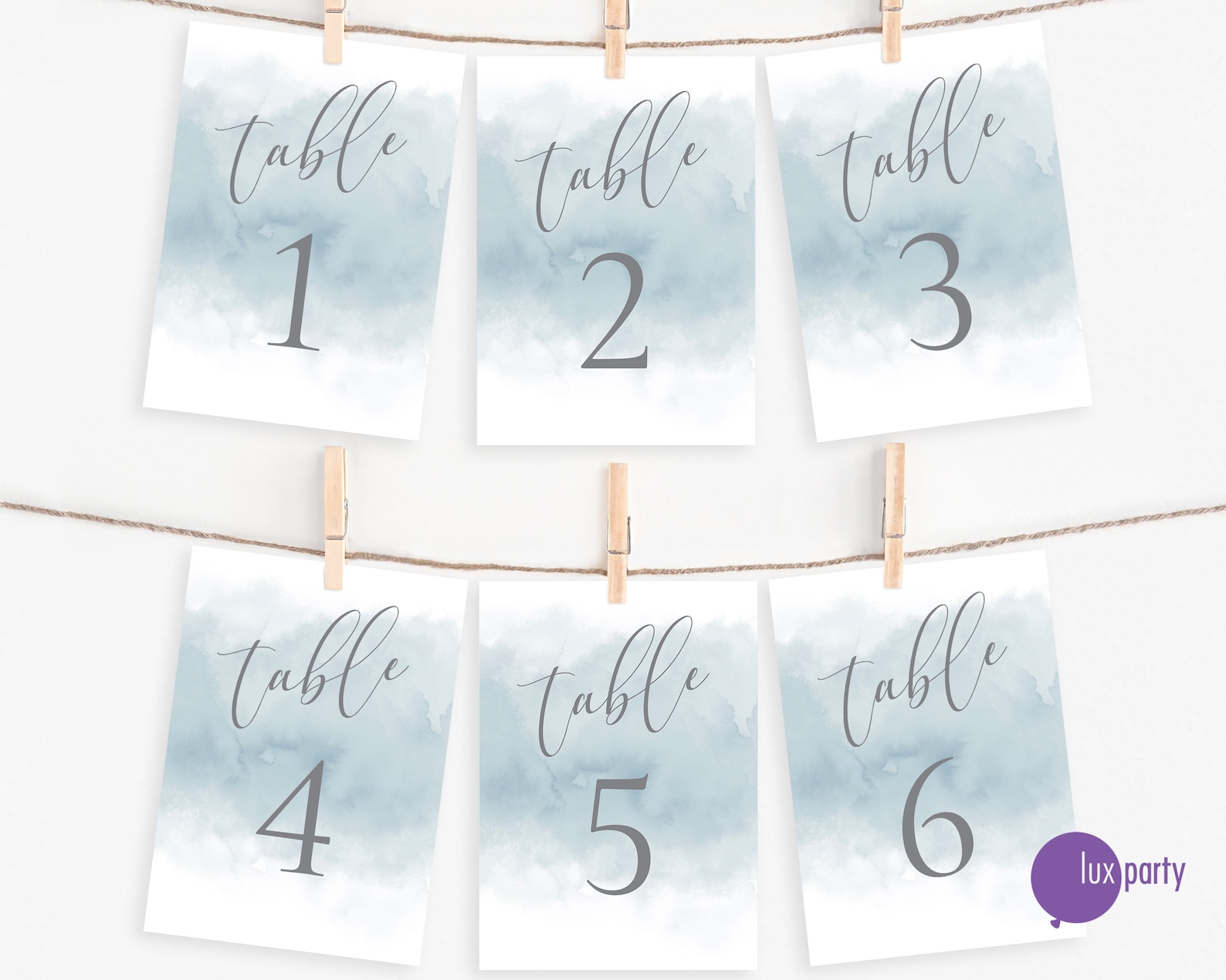 Table Numbers Template Blue Table Numbers Watercolor Table | Etsy
