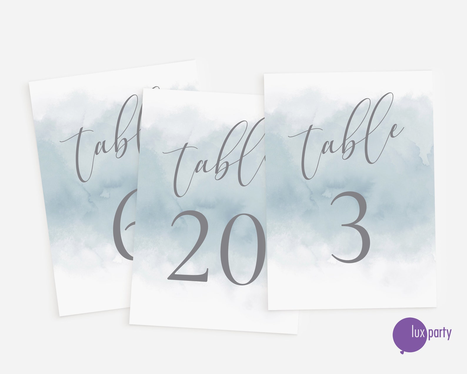Table Numbers Template Blue Table Numbers Watercolor Table | Etsy