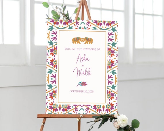 Indian Wedding Sign Digital Download Welcome Sign Template - Etsy Canada
