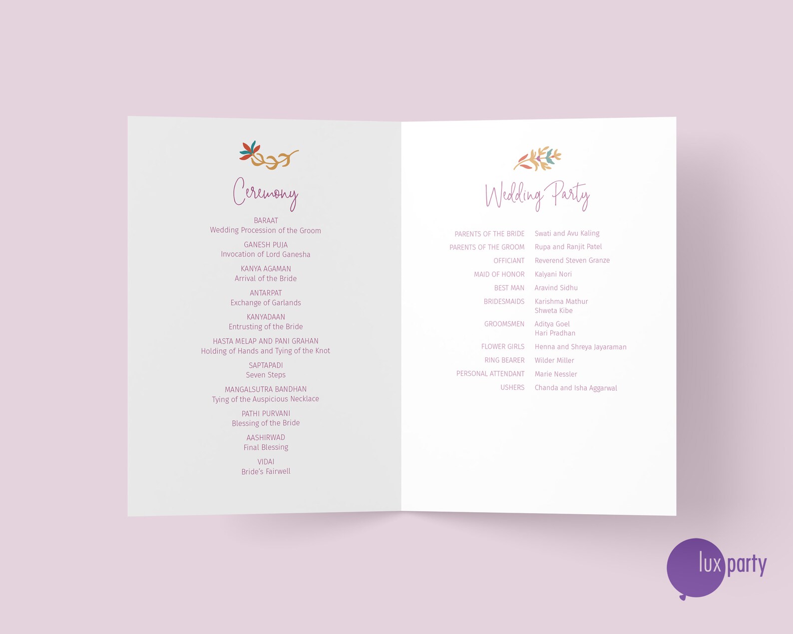 Indian Wedding Program Digital Download Hindu Wedding - Etsy