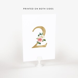 Floral Table Numbers, Printed Table Numbers 1-20, Gold Table Number for ...