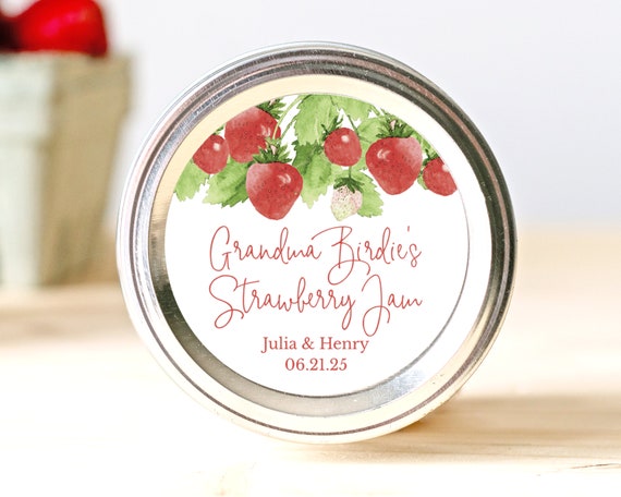 Jam Labels, Strawberry Stickers, Strawberry Birthday, Personalized ...