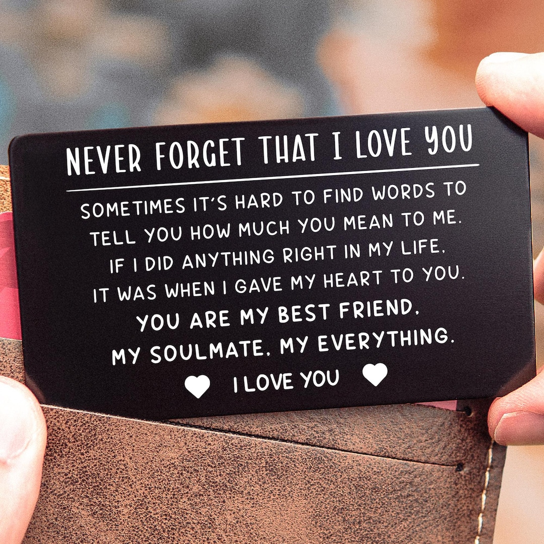 Romantic Wallet Card ~ You Are My Everything Love Note, Engraved ...