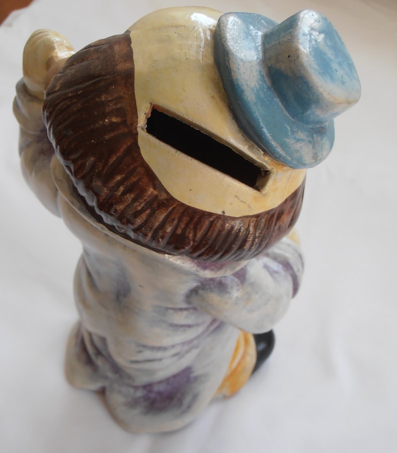 A Vintage 1950s, Pottery, Kitsch Clown Money Box/coin Bank, Coin Box ...