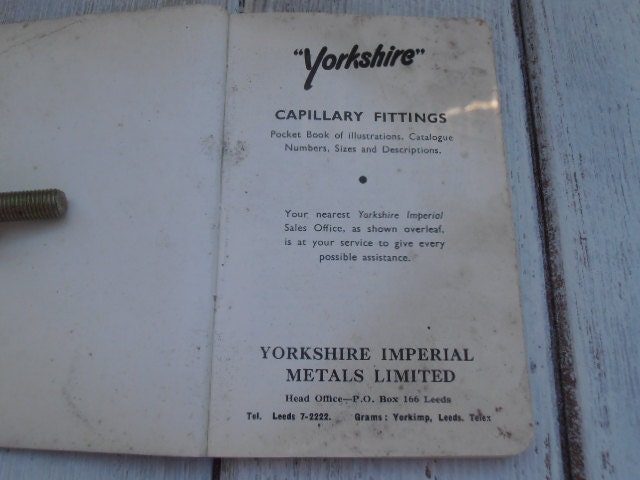 Vintage Yorkshire Capillary Fittings Pocketbook of Illustrations ...
