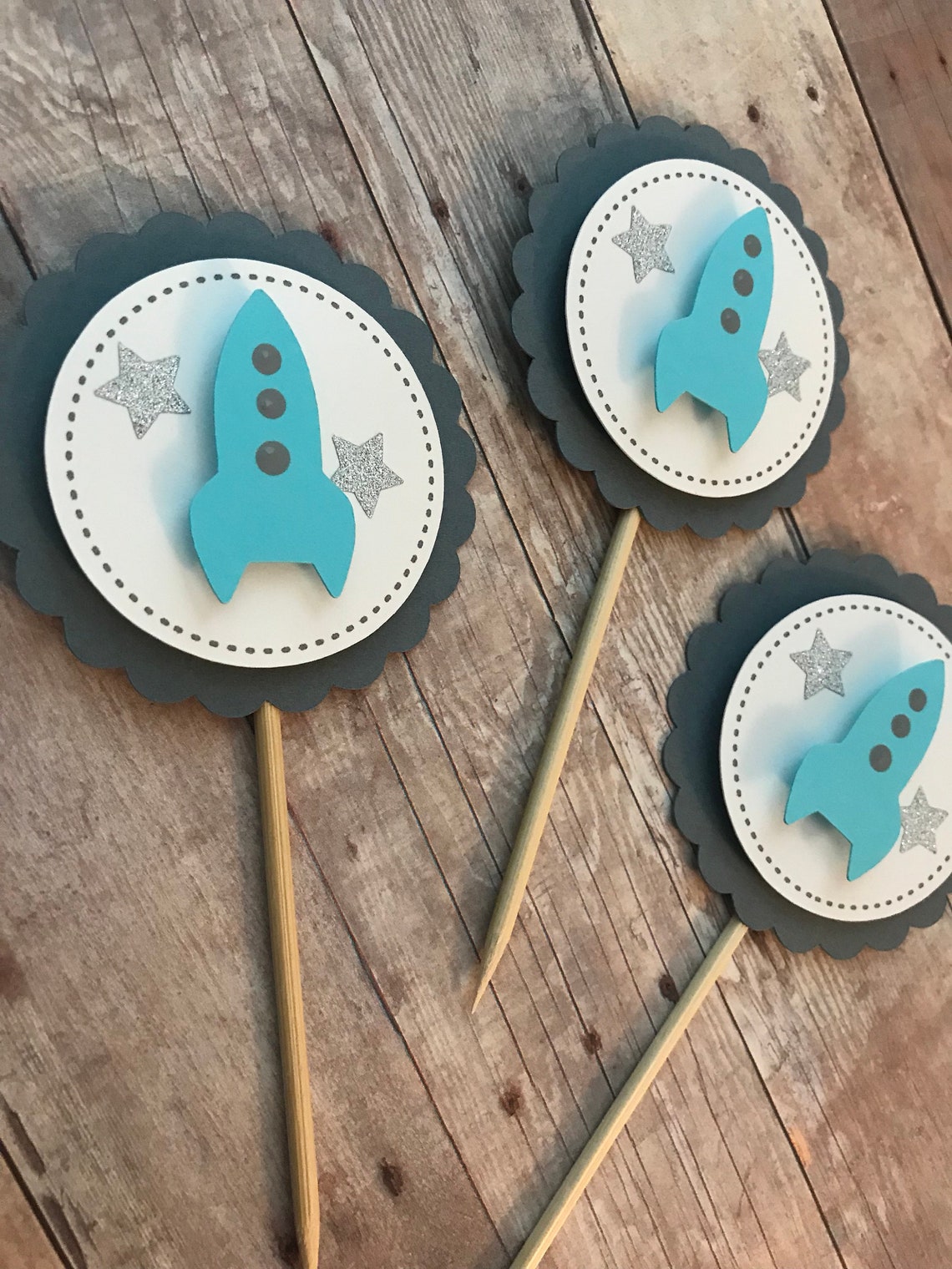 Rocket Cupcake Toppers - Etsy