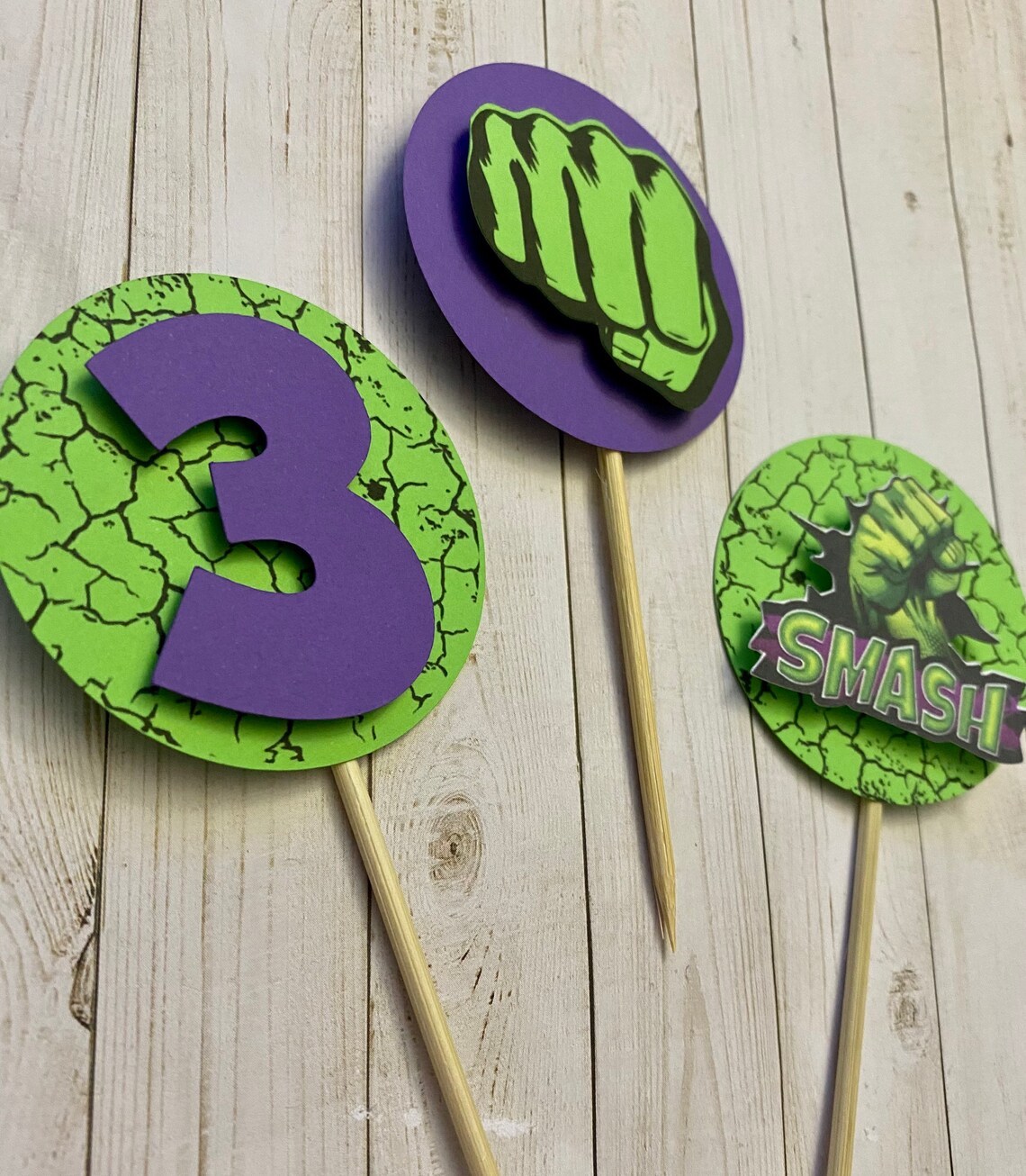 Hulk Inspired Cupcake Toppers - Etsy