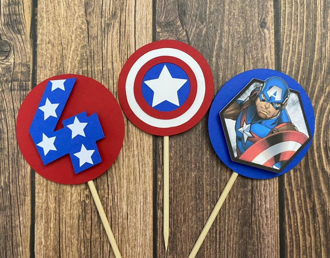 Captain America Cupcake Toppers - Etsy