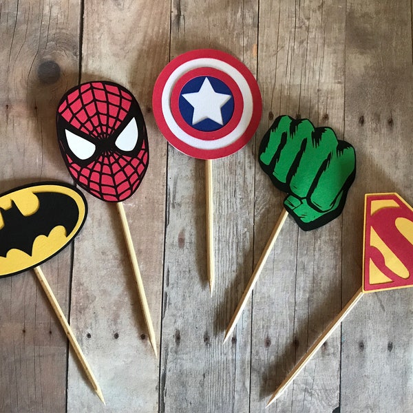 Super Hero Cupcake Toppers - Etsy