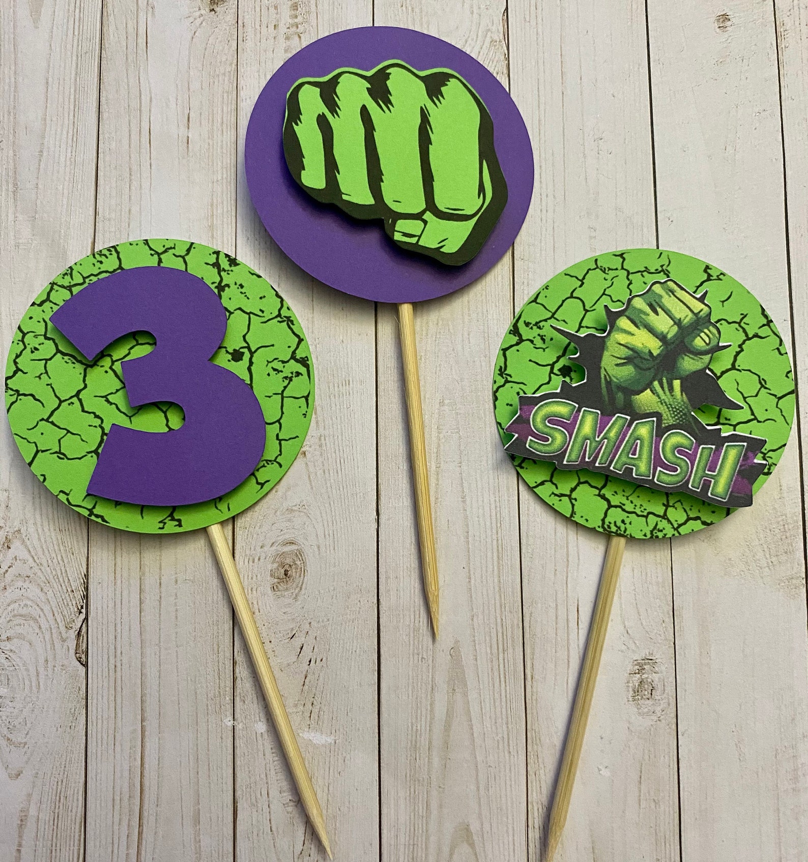 Hulk Inspired Cupcake Toppers - Etsy