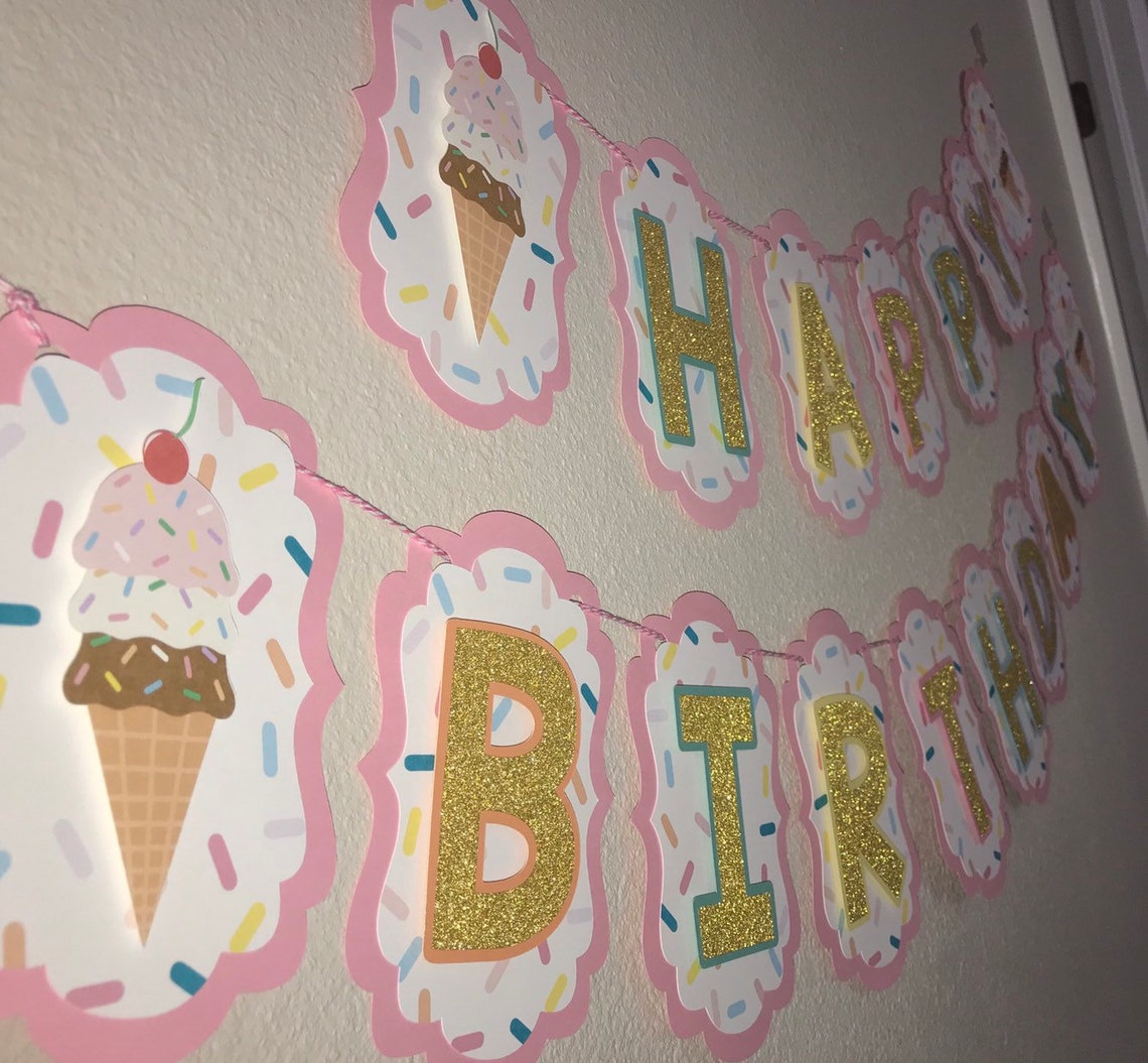 Ice Cream Party Banner - Etsy