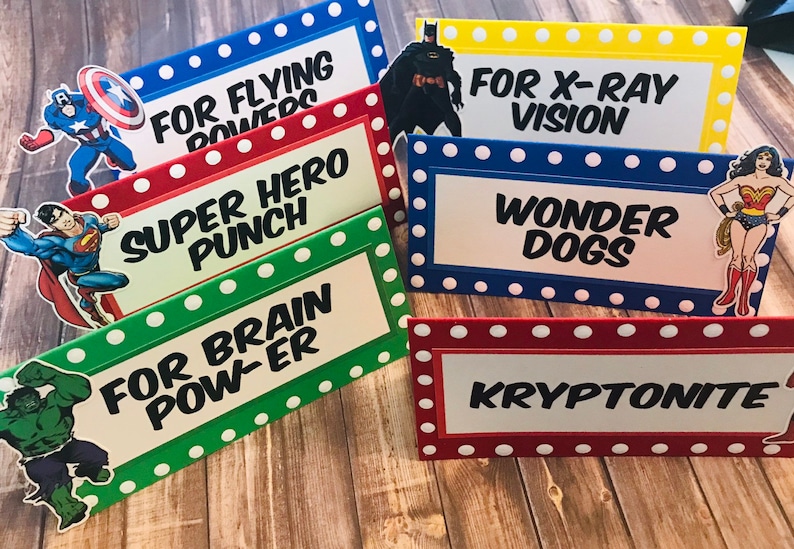 Superhero Food Labels - Set of 8 - Etsy