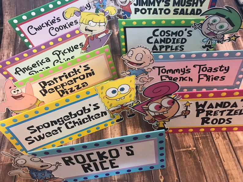 Nickelodeon Themed Food Labels/tents Set of 8 - Etsy