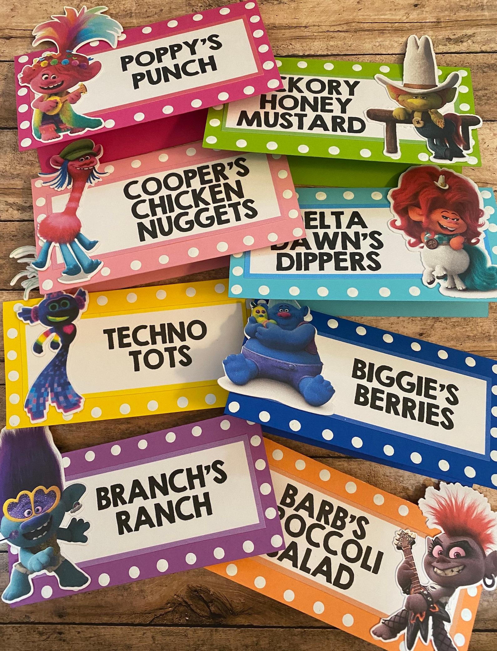 Trolls Inspired Food Signs Set of 8 - Etsy
