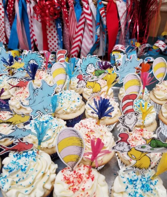 Dr Seuss Cupcake Toppers Amazon.com: Dr Suess Cat In The Hat Party