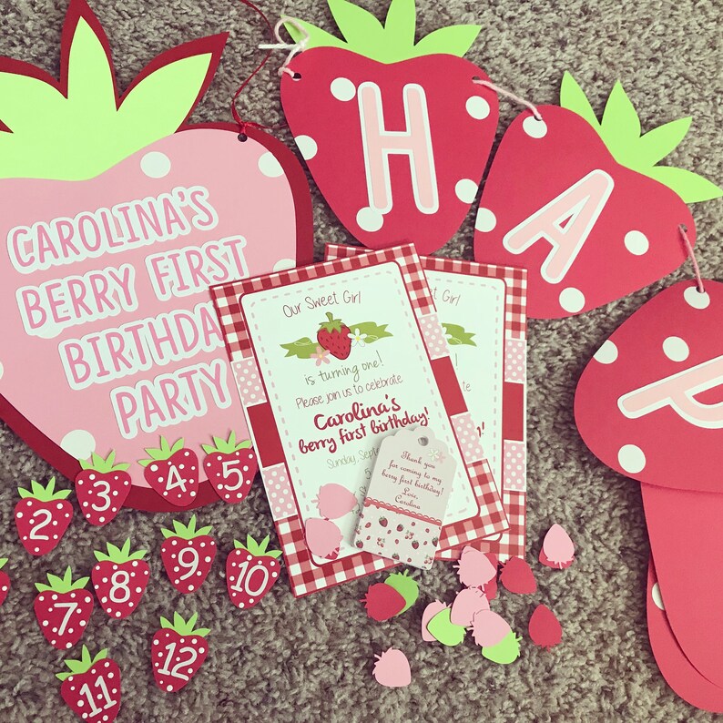 Strawberry Birthday Banner - Etsy