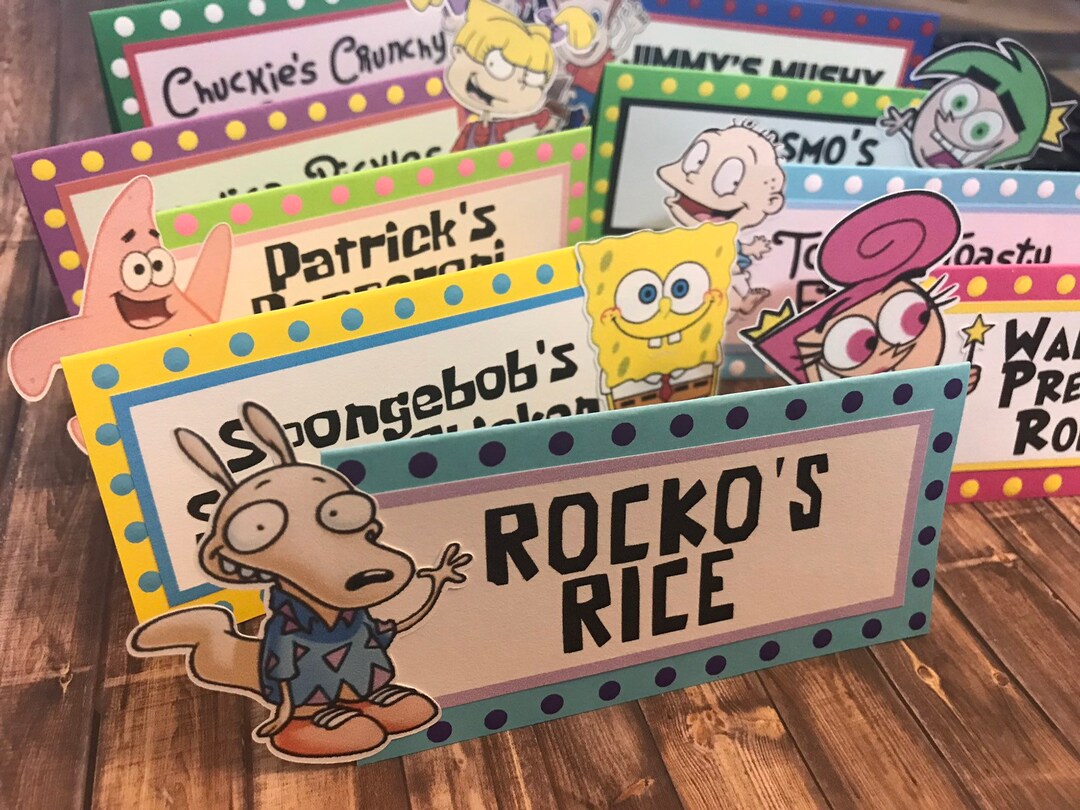 Nickelodeon Themed Food Labels/tents - Set of 8 - Etsy