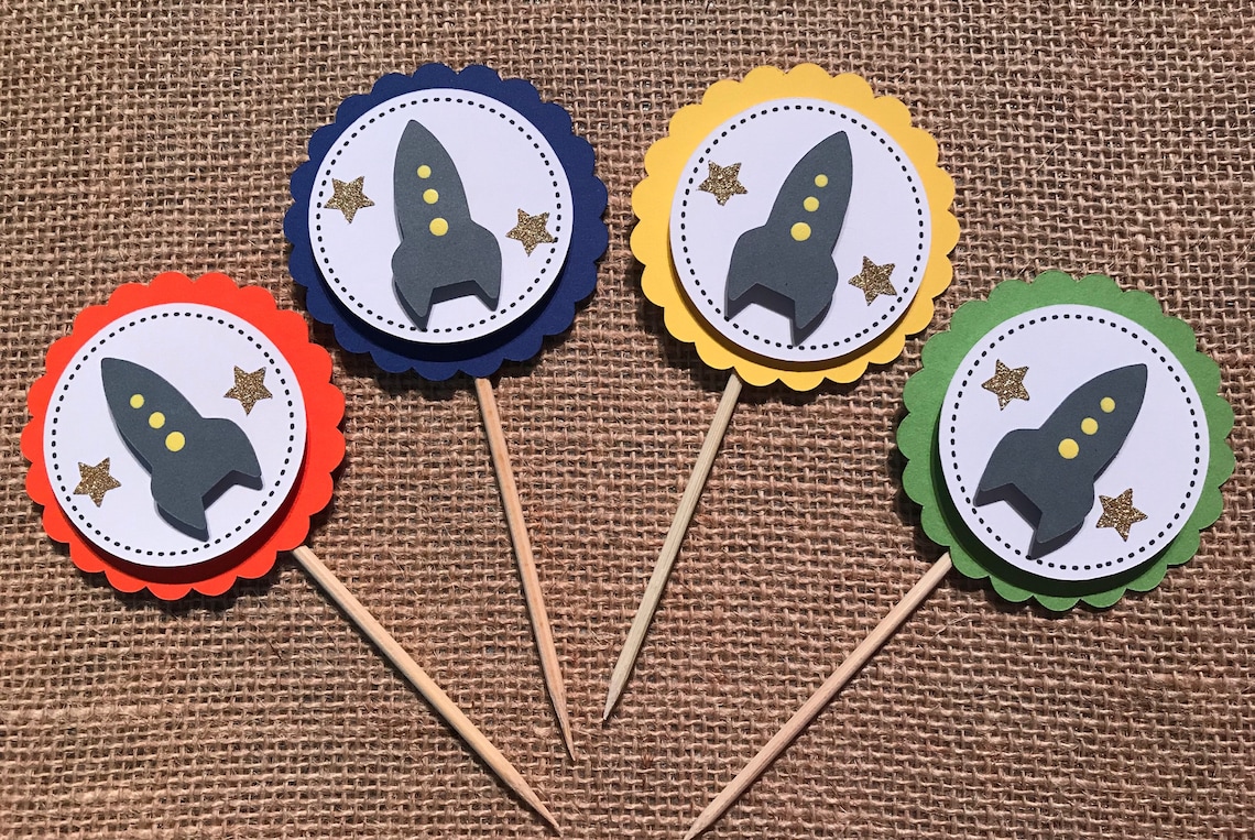 Rocket Cupcake Toppers - Etsy