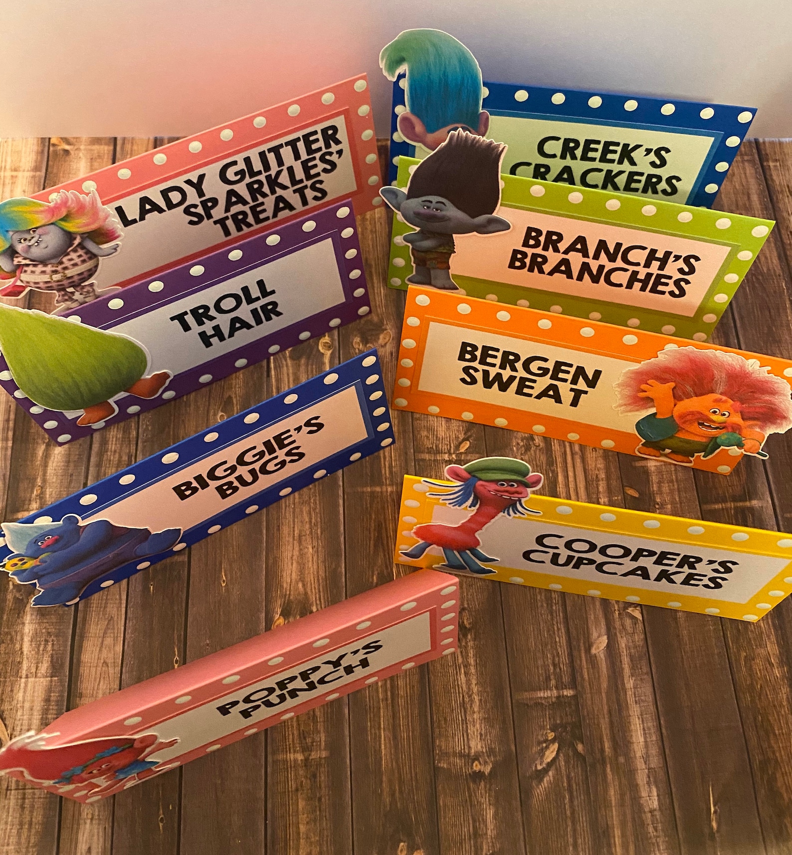 Trolls Inspired Food Signs Set of 8 - Etsy