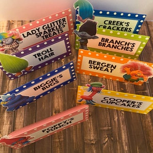 Trolls Inspired Food Signs - Set of 8! - Etsy
