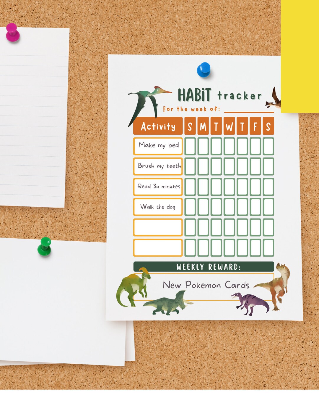 INSTANT DOWNLOAD, Kids Habit Tracker, New Years Resolution, Dinosaur ...