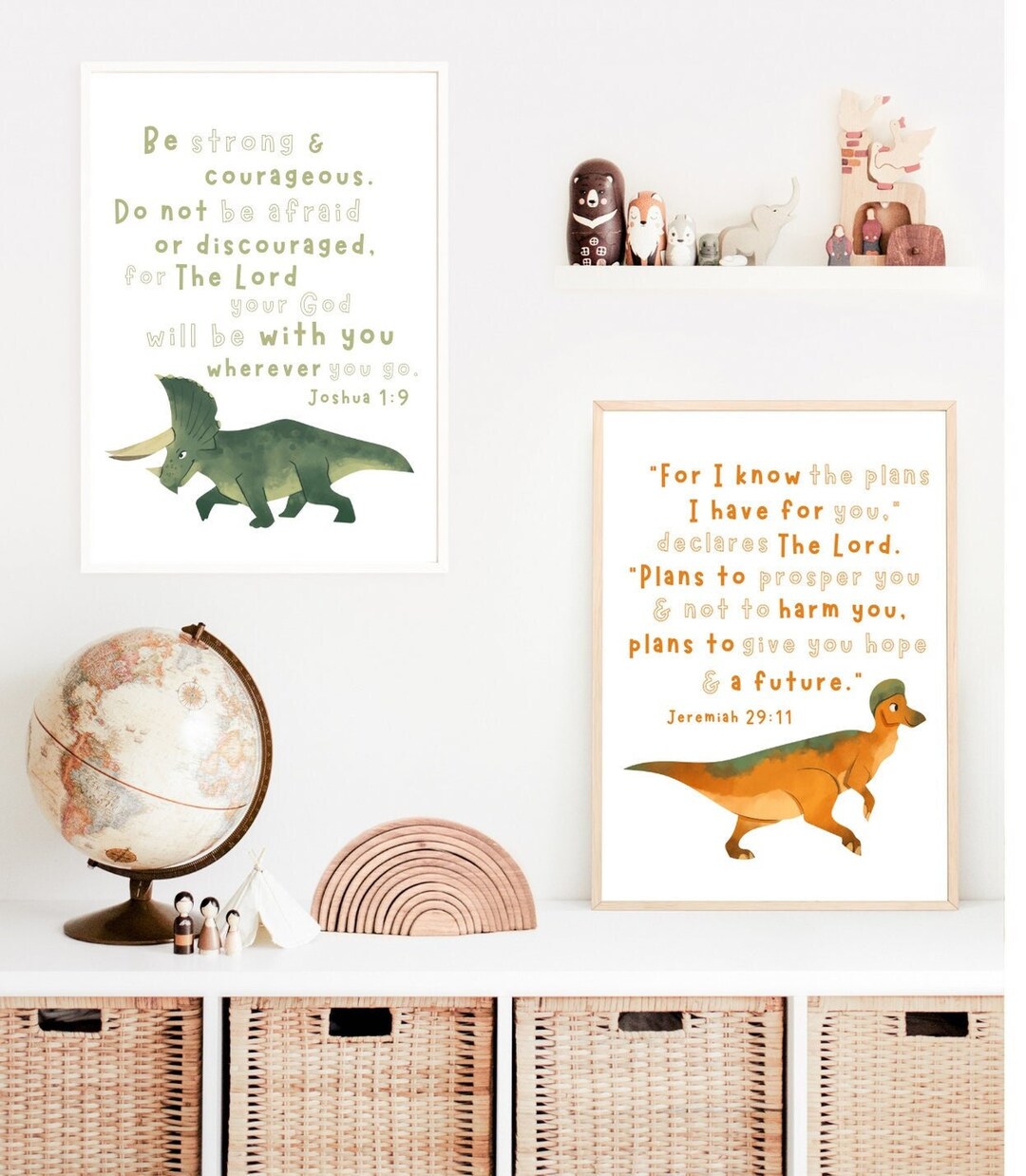 Set of 6 Watercolor Dinosaur Bible Verse Prints / Bible Verse Boys ...