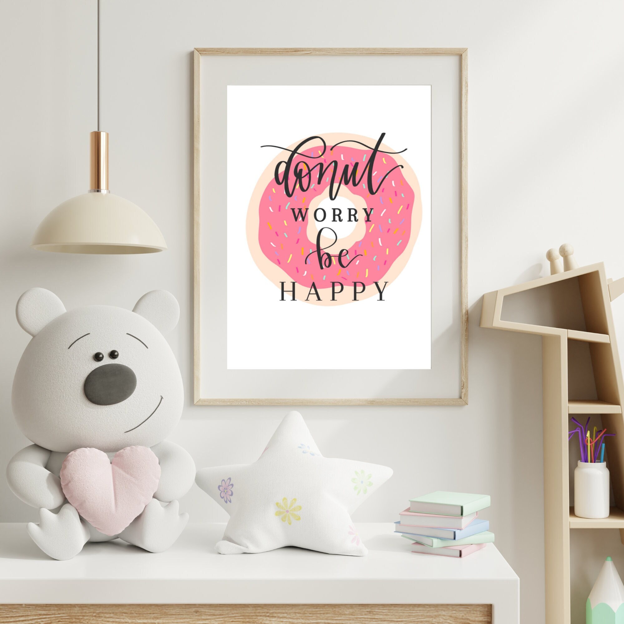 Donut Worry Be Happy- Calligraphy- Digital Print - Etsy