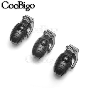 Black Plastic Hand Grenade Cord Lock Spring Stopper Rope Clamp Toggle ...