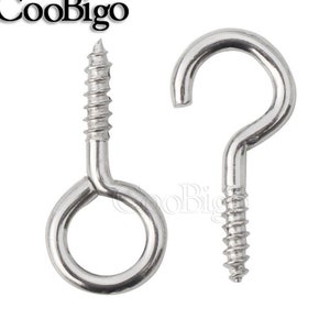 Metal Screw Window Cord Net Curtain Wire Silver Hooks & Eyes Bolt Pins ...