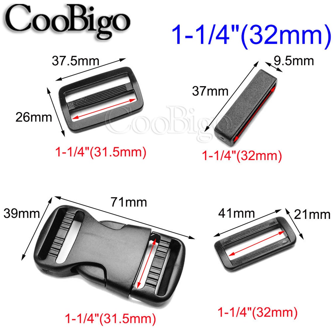 20mm 25mm 30mm 38mm 50mm Plastic Slider Adjustable Rectangle | Etsy