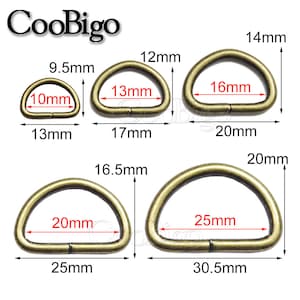 3/8" ~ 1" Metal Dee Ring D Shape Key Chain Buckle Webbing Backpack Bag ...